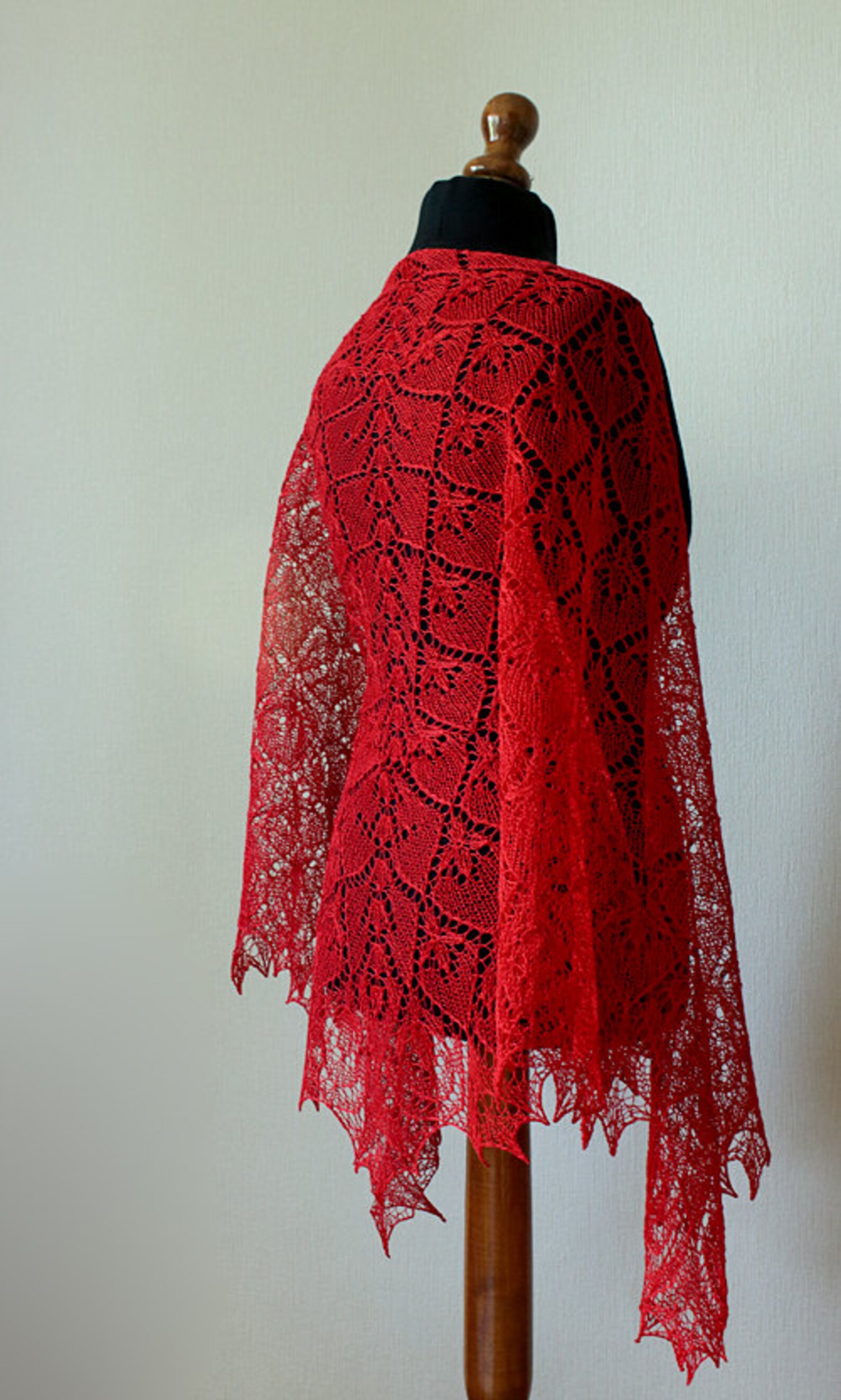 Red Lace Shawl - Ellegant Summer Wrap- Hand Knit Shawl - Etsy