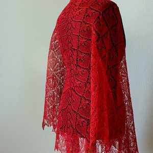 Red Lace Shawl - Ellegant Summer Wrap- Hand Knit Shawl - Etsy