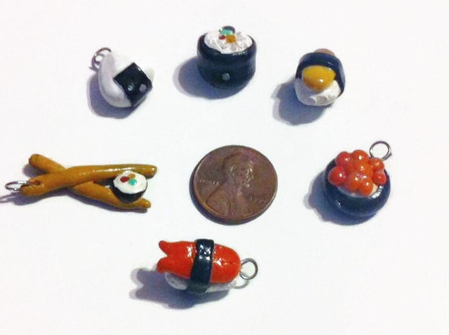 Sushi Charms 6 Pieces Food Charms Polymer Clay Charms - Etsy