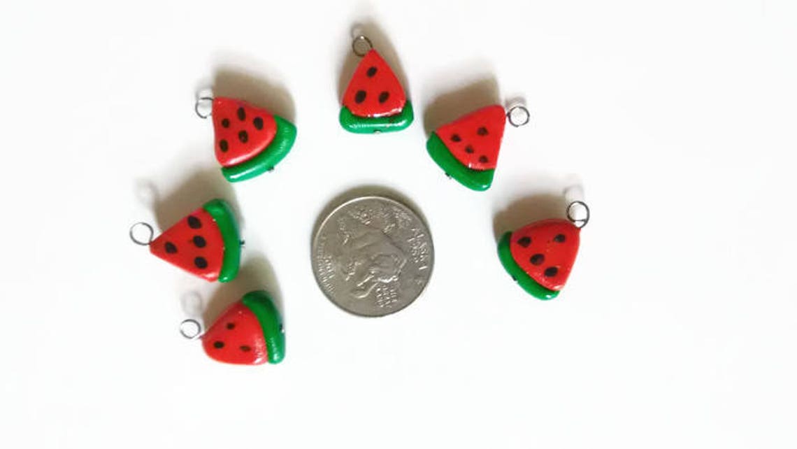 Watermelon Slice Charms Mini Food Charms Polymer Clay Food - Etsy