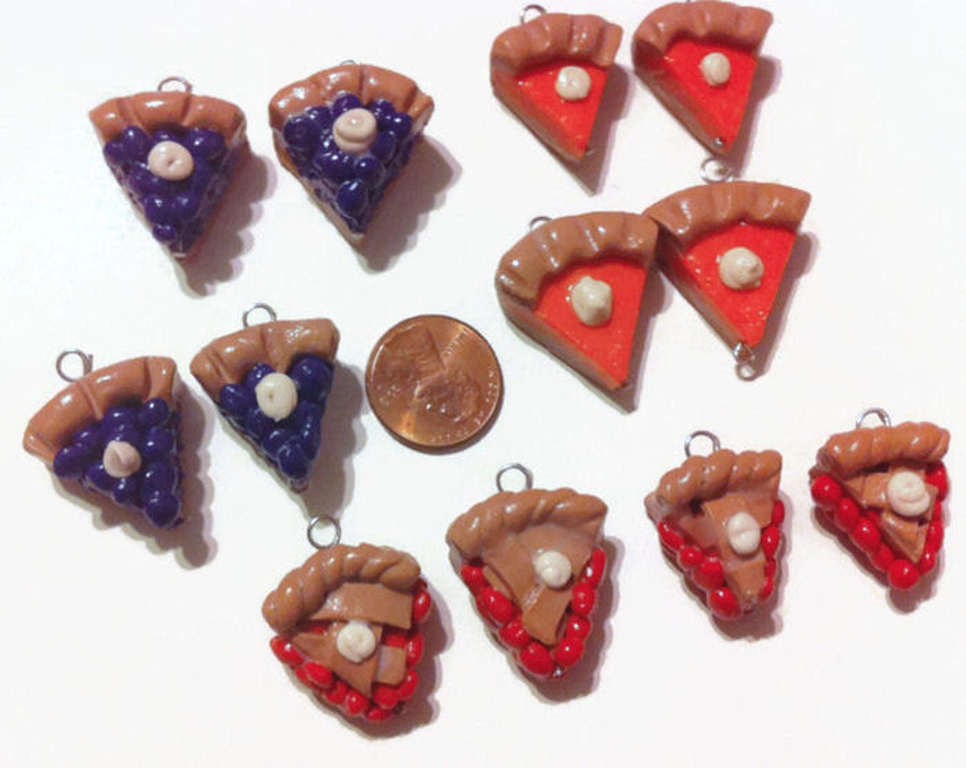Assorted Pie Charms 12 Pieces, Handmade Charms, Polymer Clay Charms ...