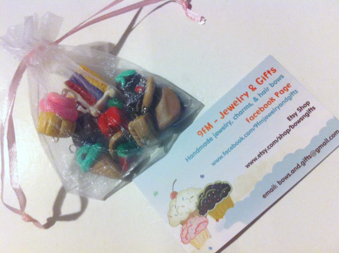 6 Piece Assorted Food Charms Food Charms Polymer Clay - Etsy