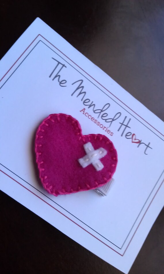 Mended Heart Felt Hair Clip CHD CHD Awareness Felt Pin | Etsy