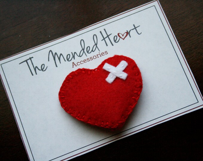Mended Heart Felt Pin, CHD CHD Awareness, Felt Pin, Heart Pin, Handmade ...