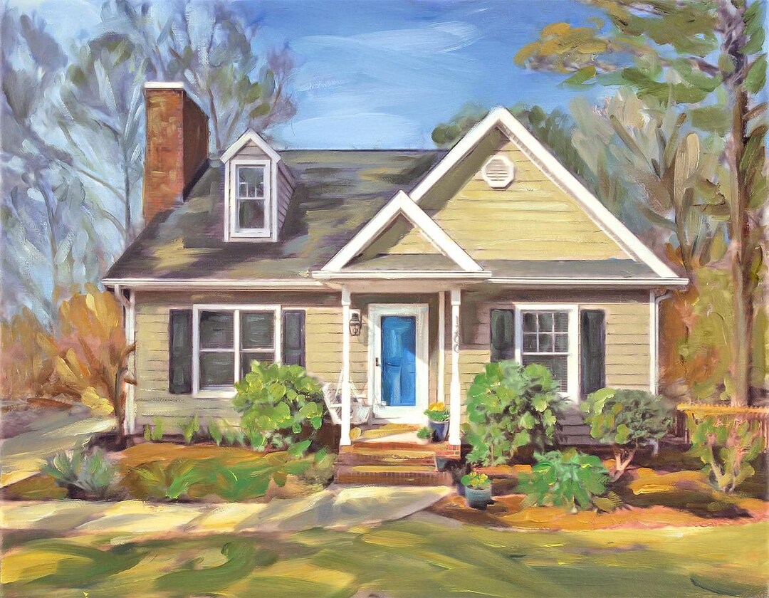Custom House Oil Painting on Canvas, Housewarming Family Gift, Home ...