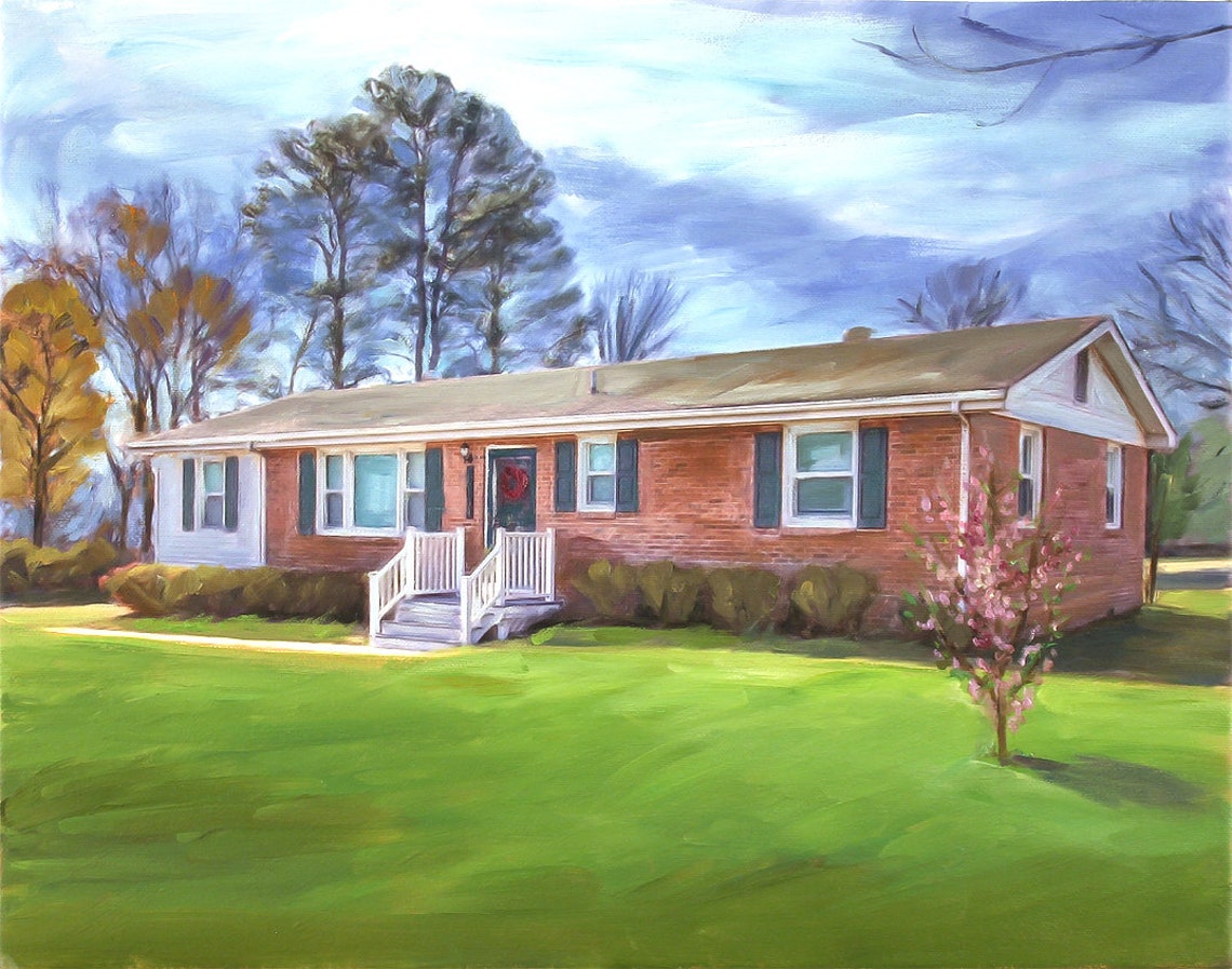 Custom Oil Painting From Photo, House Portrait Canvas, Customized Art ...