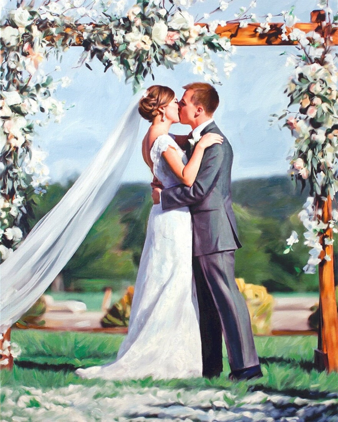 Wedding Oil Painting From Photo, Custom Wedding Portrait Canvas ...