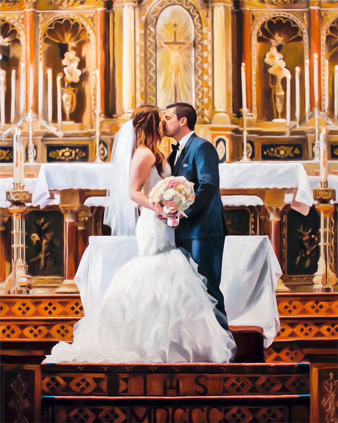 Custom Wedding Portrait From Photo, Canvas Oil Painting Hand Painted ...