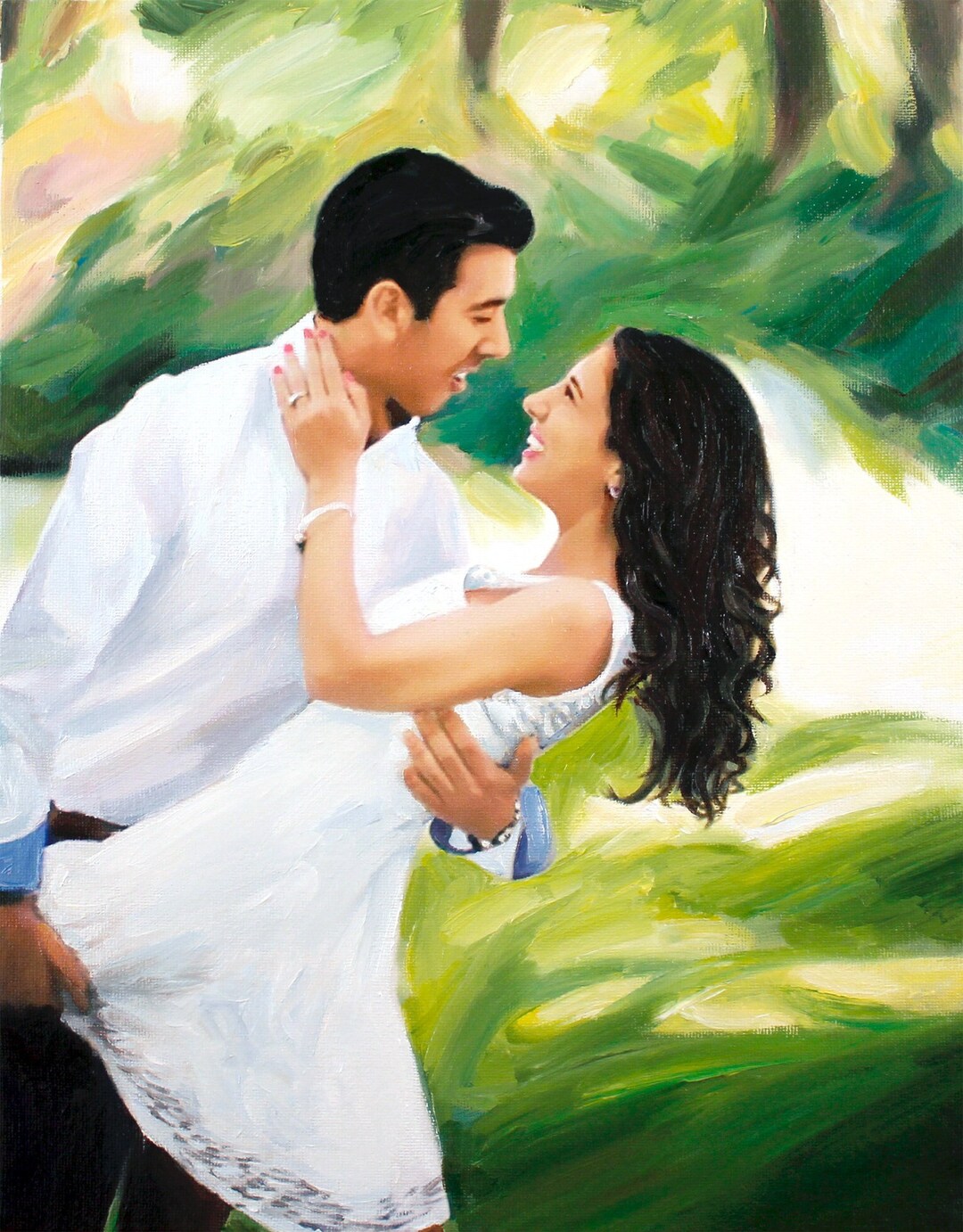 Custom Oil Painting on Canvas – Hand-painted Couple Portrait, Wedding ...
