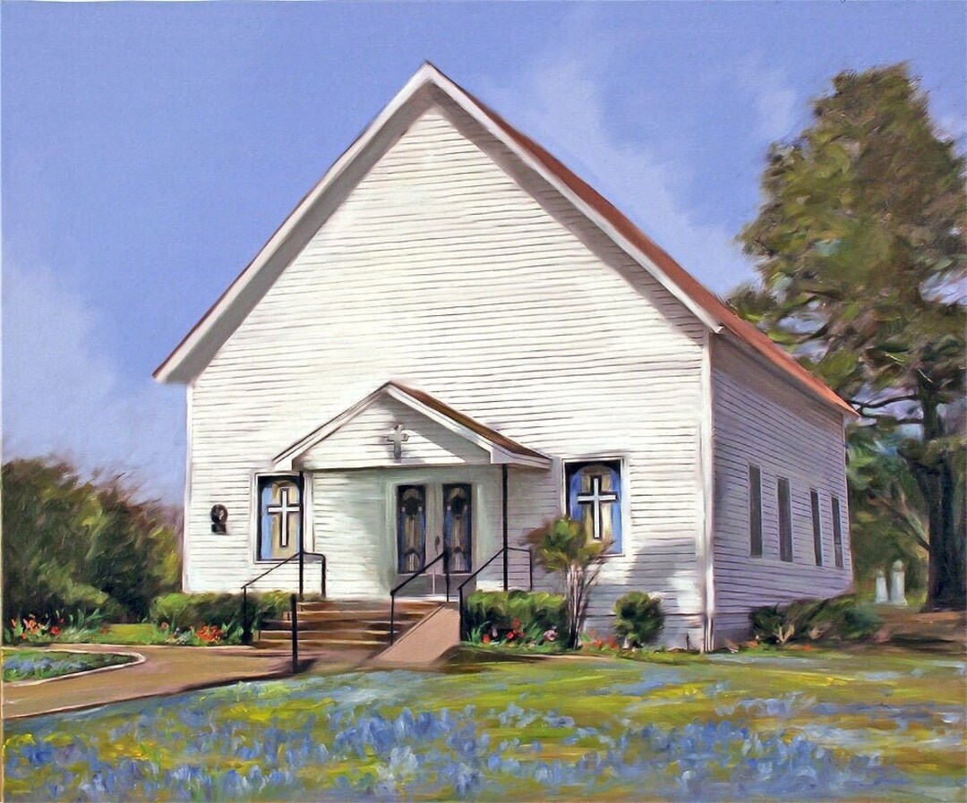 Custom Church Portrait From Photo, Personalized Chapel Oil Painting on ...