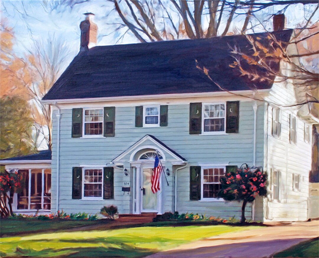 Custom House Oil Painting From Photo, Home Portrait on Canvas, House ...