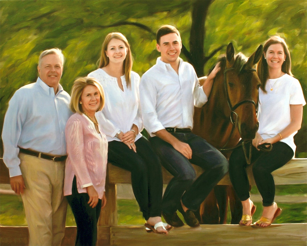 Custom Family Portrait Oil Painting From Photo, Hand-painted Canvas Art ...