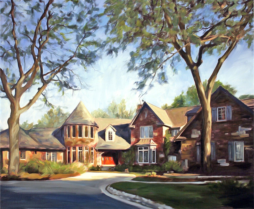 Custom House Painting From Photo, Hand Painted House Portrait on Canvas ...