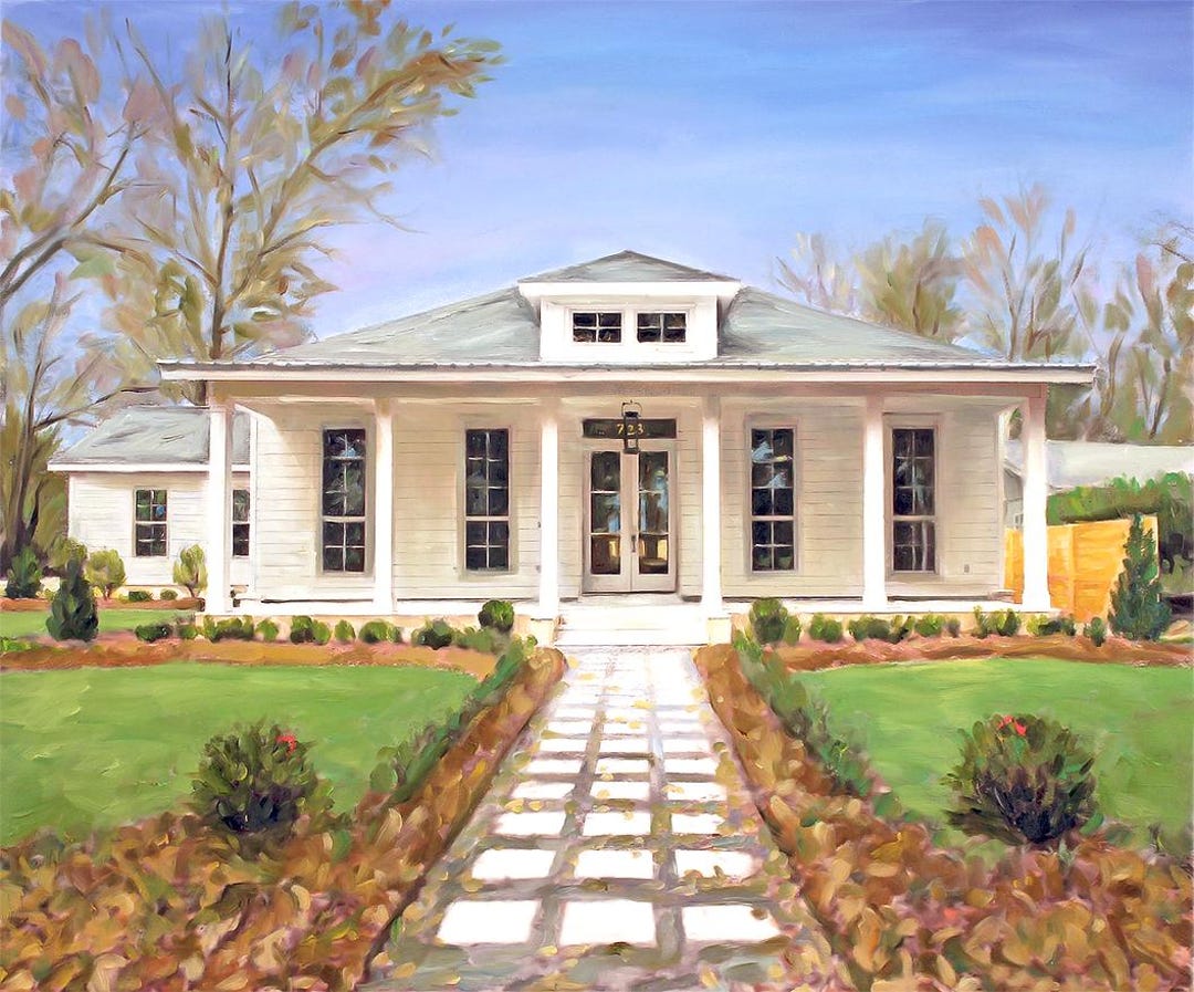 Custom House Oil Painting on Canvas, Personalized Home Portrait From ...