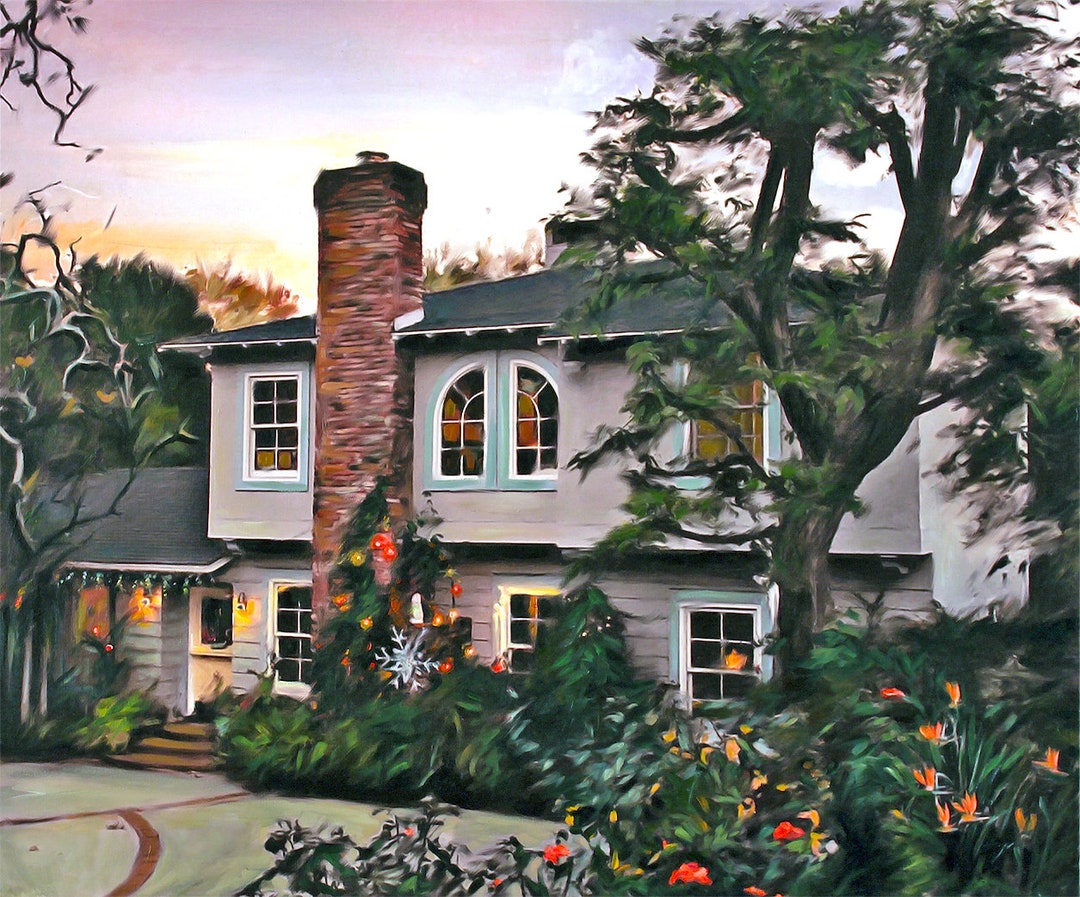 House Oil Painting on Canvas, Custom Home Portrait From Photo, Unique ...