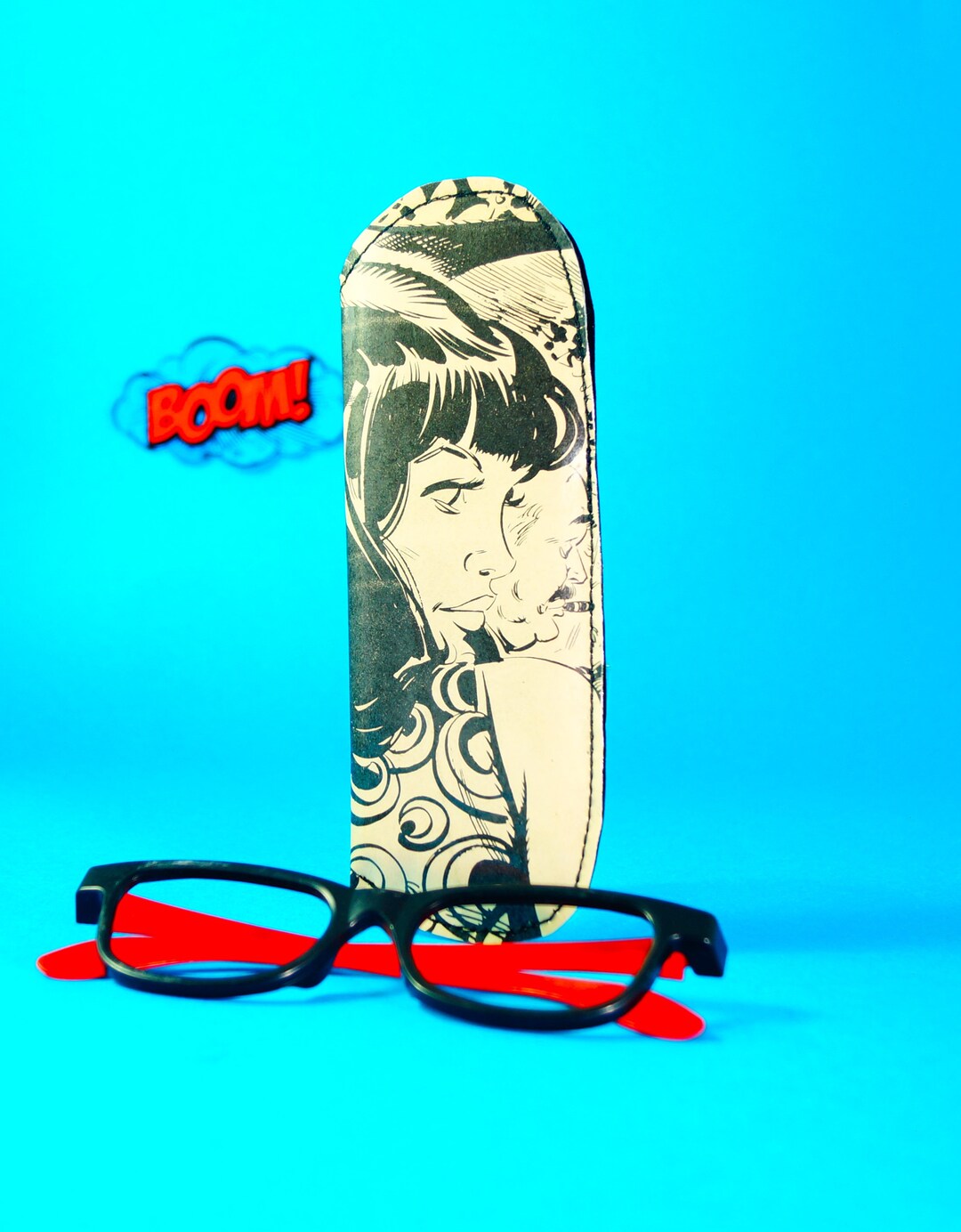 Glasses Case PIN-UP JOHANNA Comic Upcycling Unique Piece - Etsy