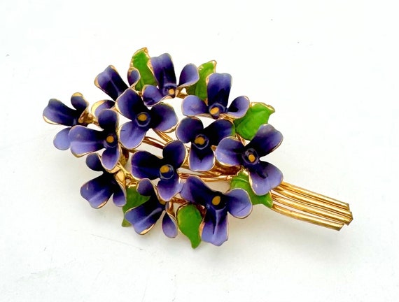 Austria purple Flower Brooch made in Austria Gold m… - Gem