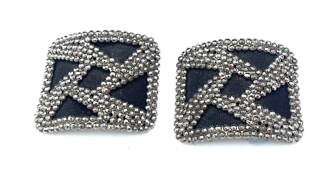 Vintage Cut Steel Shoe Clips, Edwardian Studded Design - Etsy