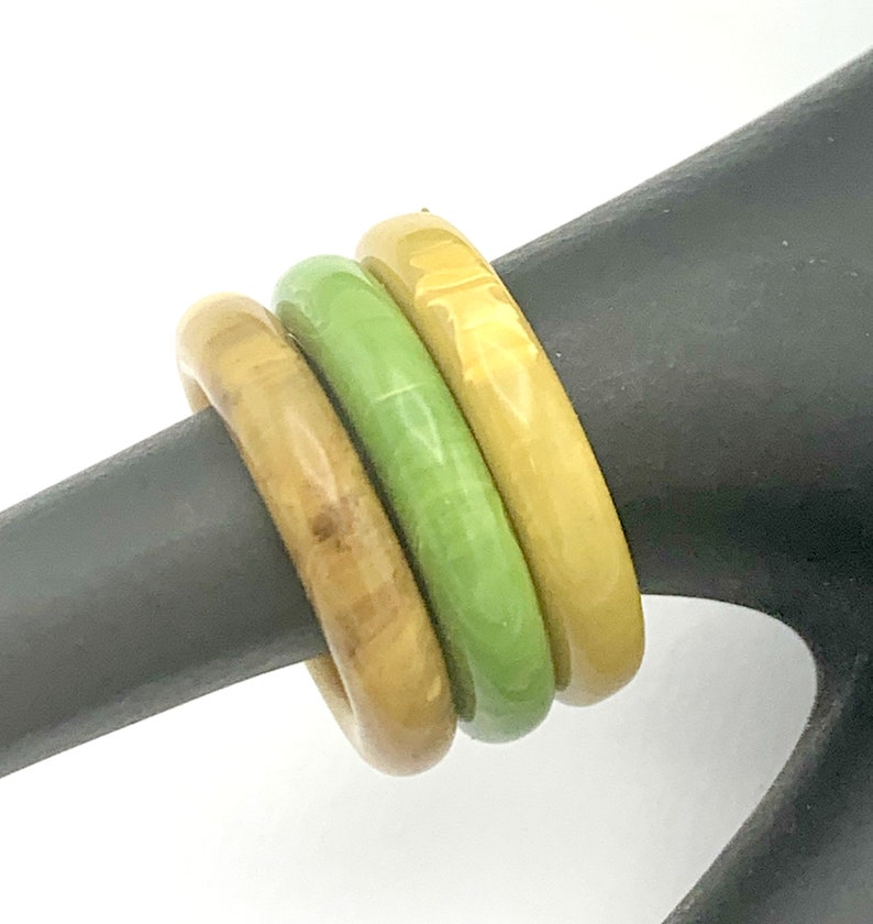 Bakelite Ring Size 5 Vintage Plastic Stacking Ring Mustard Yellow or ...
