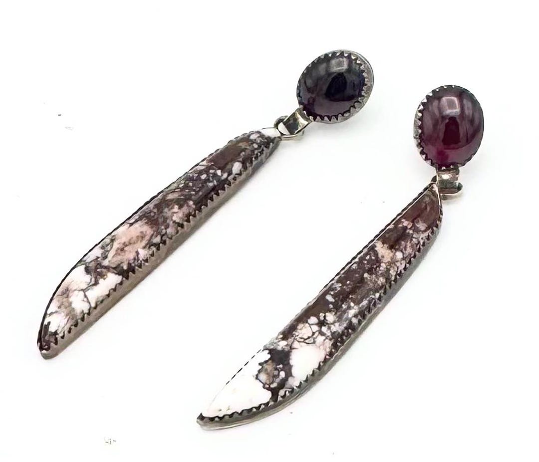 Sterling Silver Turquoise Dangle Earrings: Native American Darrell ...