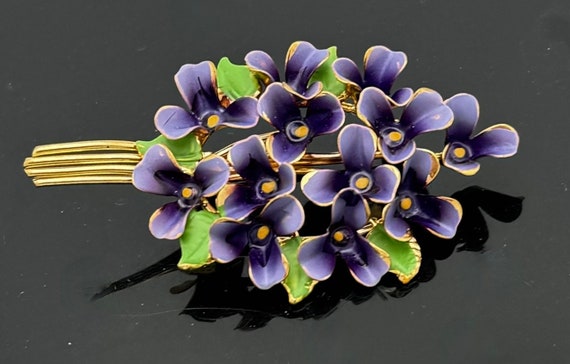 Austria purple Flower Brooch made in Austria Gold m… - Gem