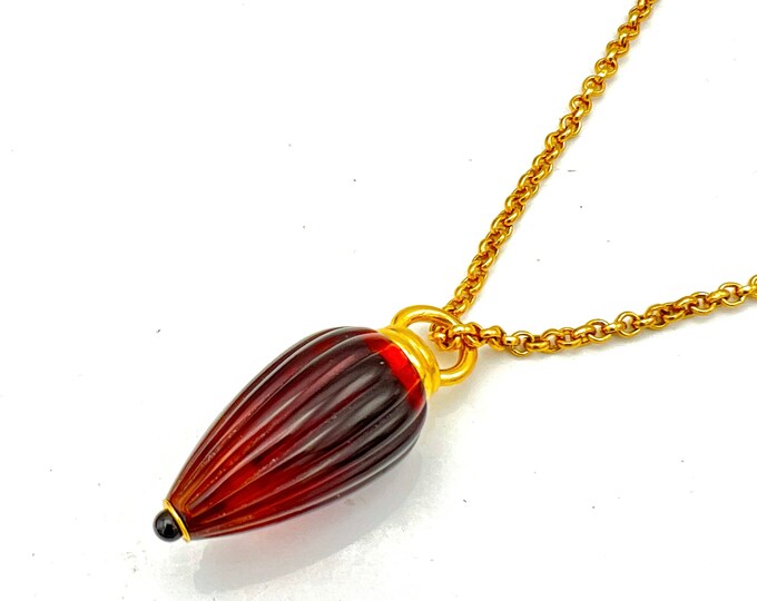 Joan Rivers Red Pendulum Pendant Necklace Molded Dark Red - Etsy