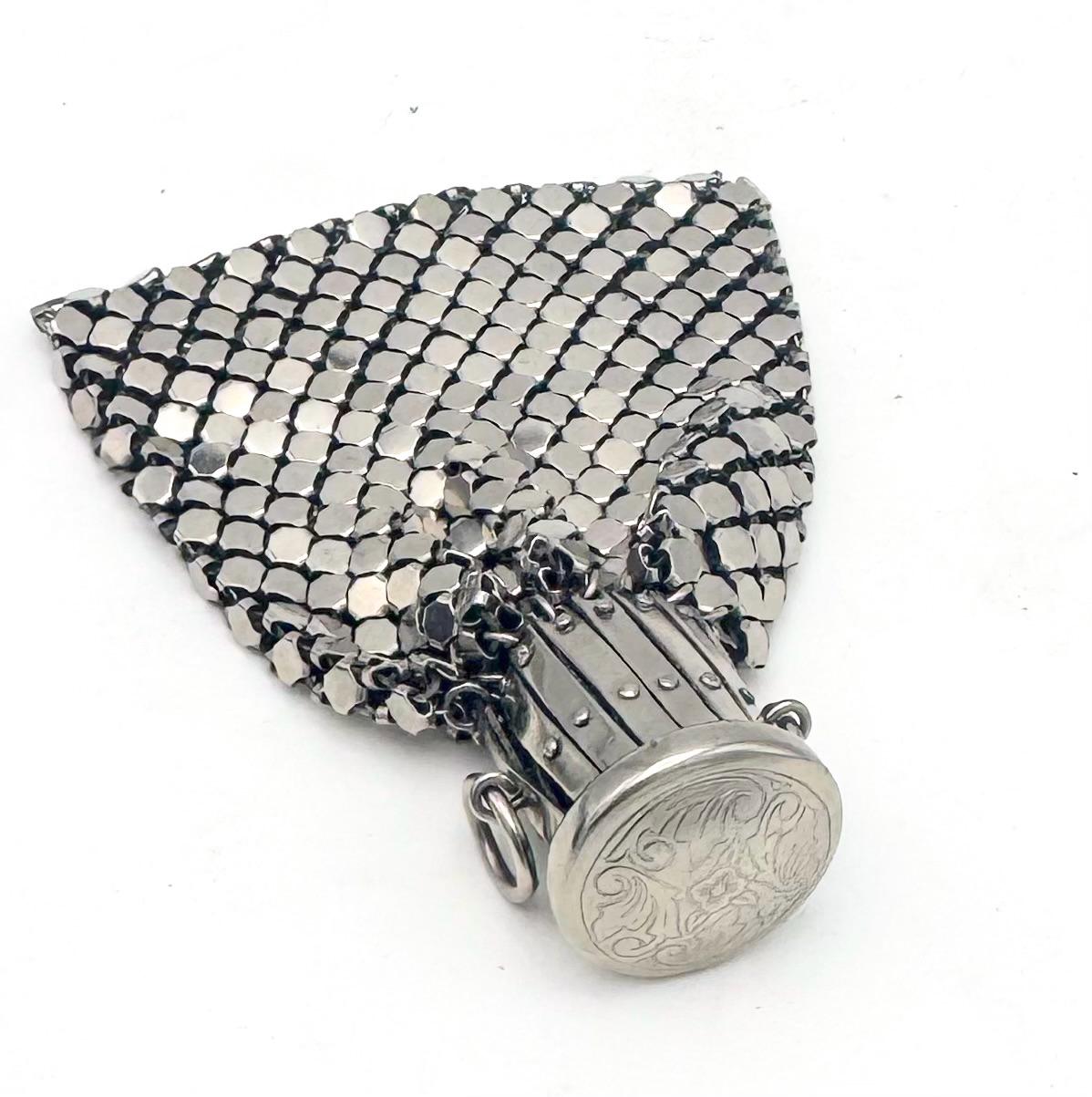 Silver Mesh Expandable Coin Pouch Art Deco Coin Purse Accordion Beggars ...