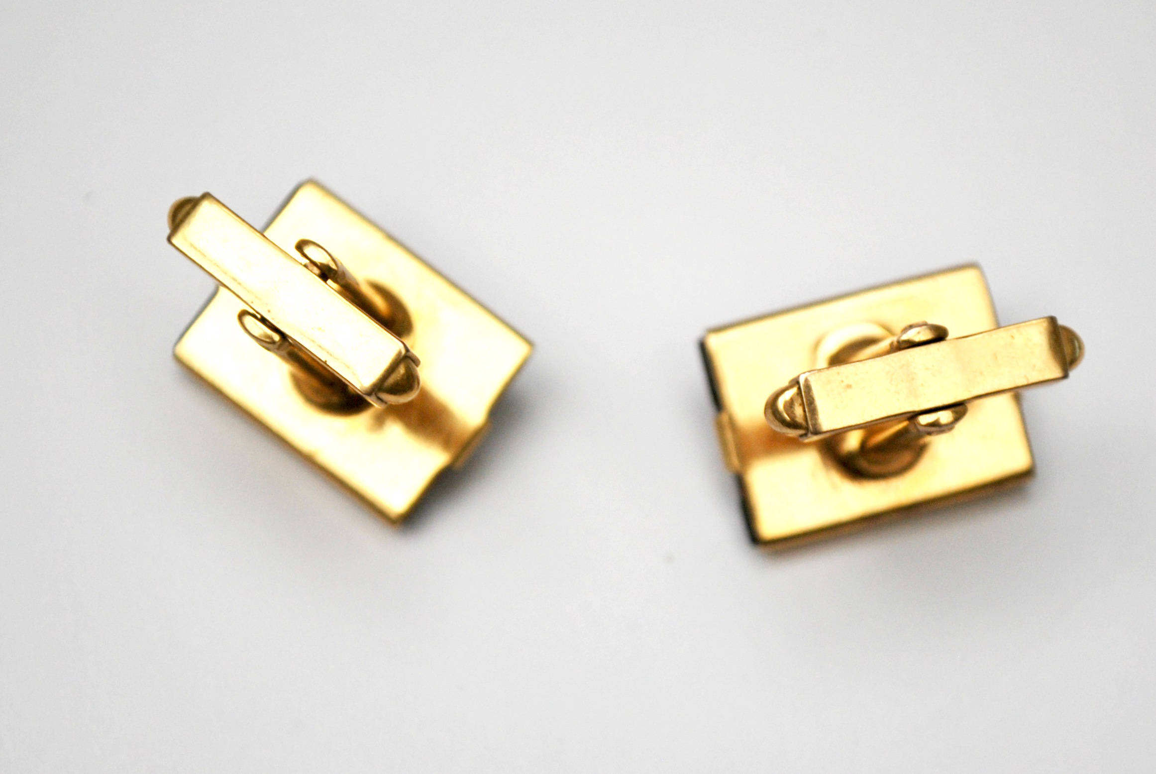 Red Lucite Cuff Link Gold Metal Mid Century Rectangle Plastic Men Cuff ...