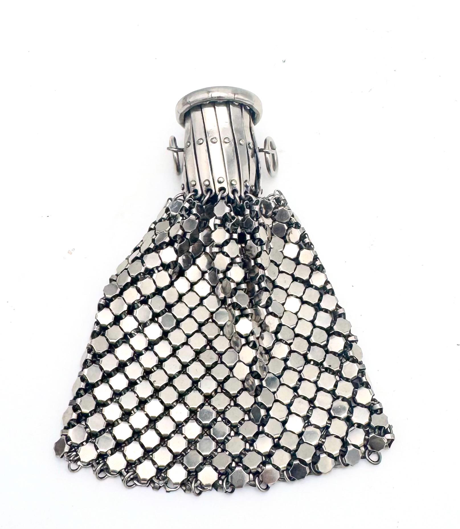 Silver Mesh Expandable Coin Pouch Art Deco Coin Purse Accordion Beggars ...