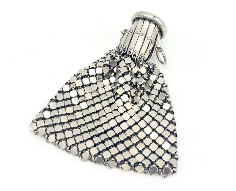 Silver Mesh Expandable Coin Pouch Art Deco Coin Purse Accordion Beggars ...