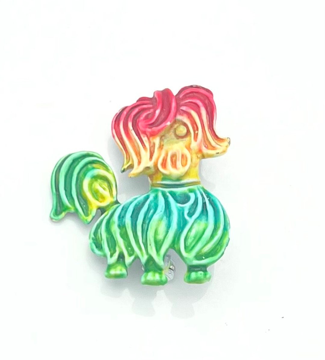 Hollycraft Enamel Poodle Brooch Vintage Pink Yellow Green Enamel Dog ...