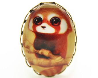 Raph Red Panda Ring . Handcrafted Enamel Red Panda Ring . | Etsy