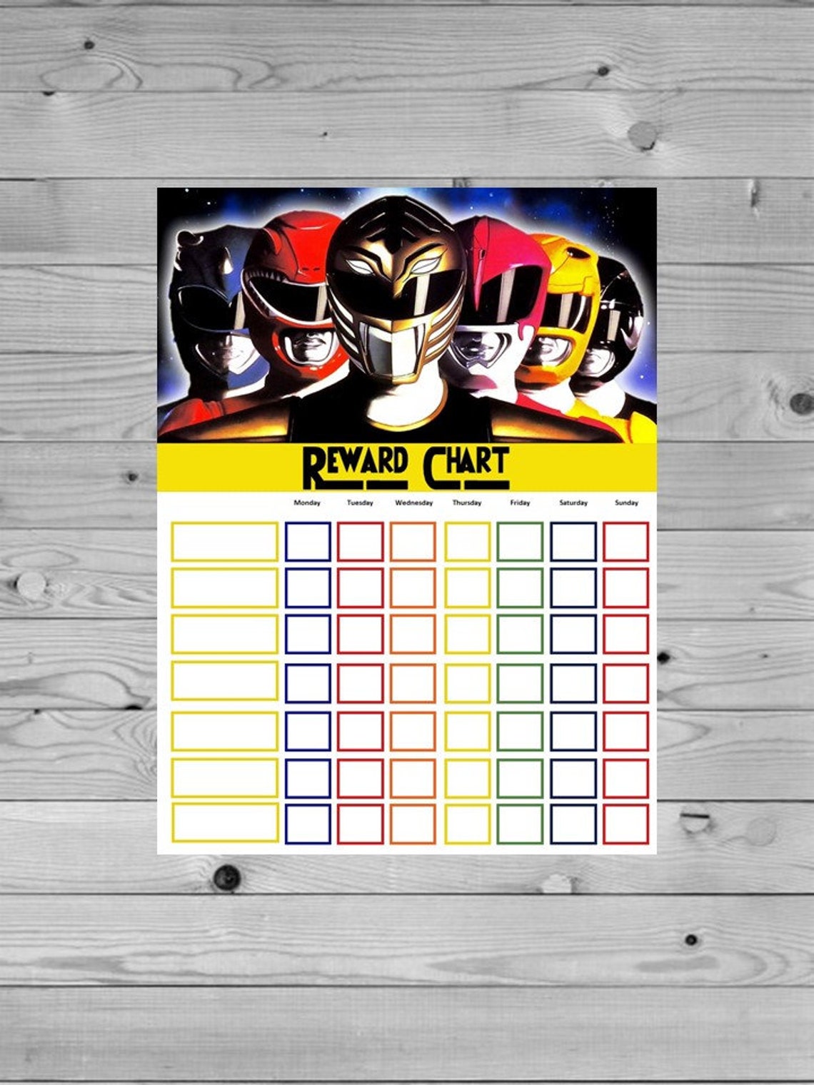 Power Rangers - Reward Chart - Chore Chart - NO NAME - Etsy