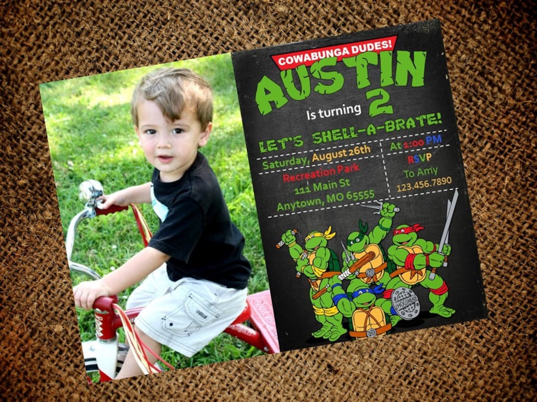 Teenage Mutant Ninja Turtles Birthday Invitation - TMNT - Boy Birthday ...
