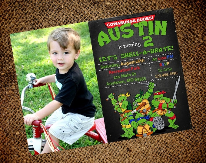 Teenage Mutant Ninja Turtles Birthday Invitation - TMNT - Boy Birthday ...