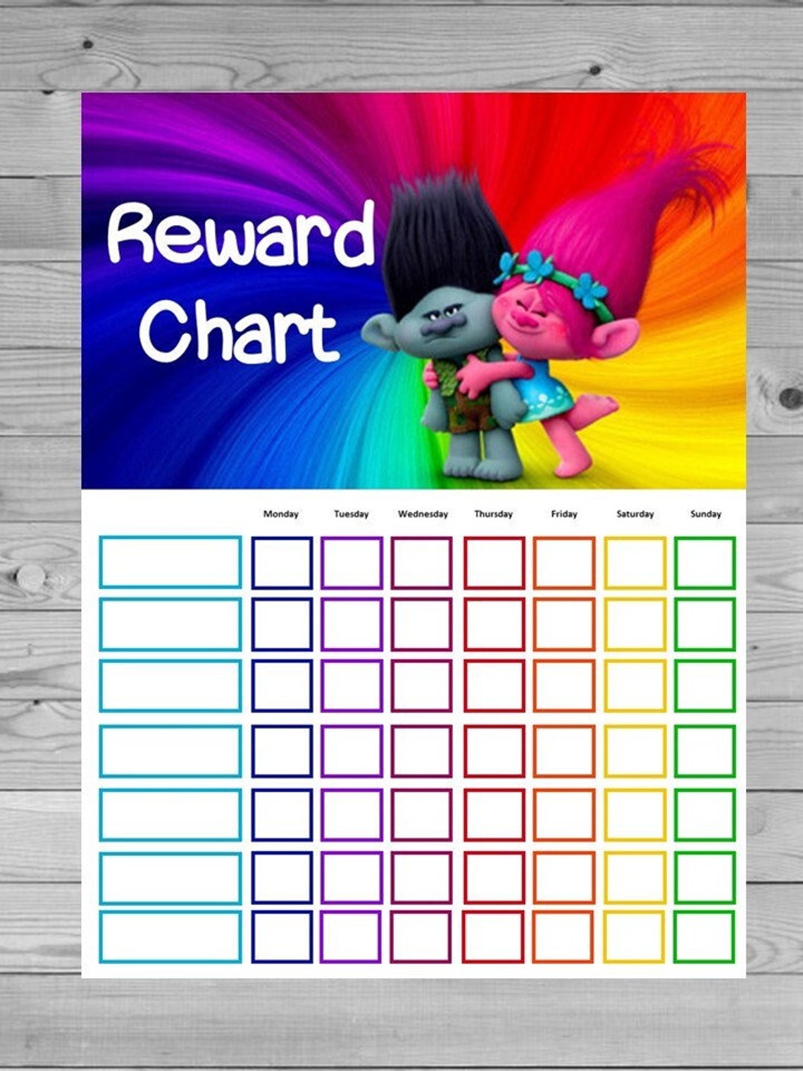 Trolls Reward Chart Chore Chart NO NAME - Etsy