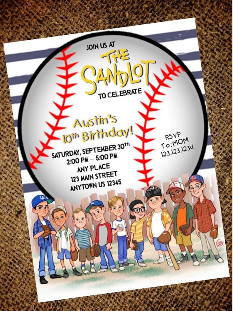 The Sandlot Birthday Invitation - Baseball - Boy Birthday - Vertical - Etsy