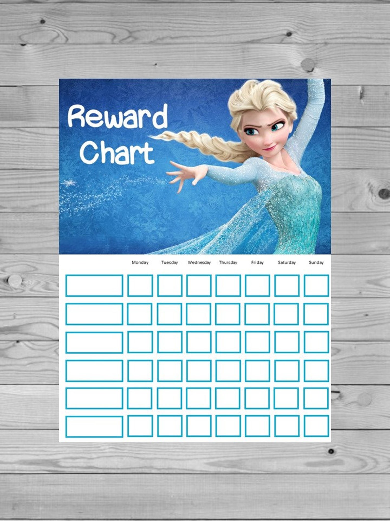 Frozen - Elsa - Reward Chart - Chore Chart - NO NAME - Etsy