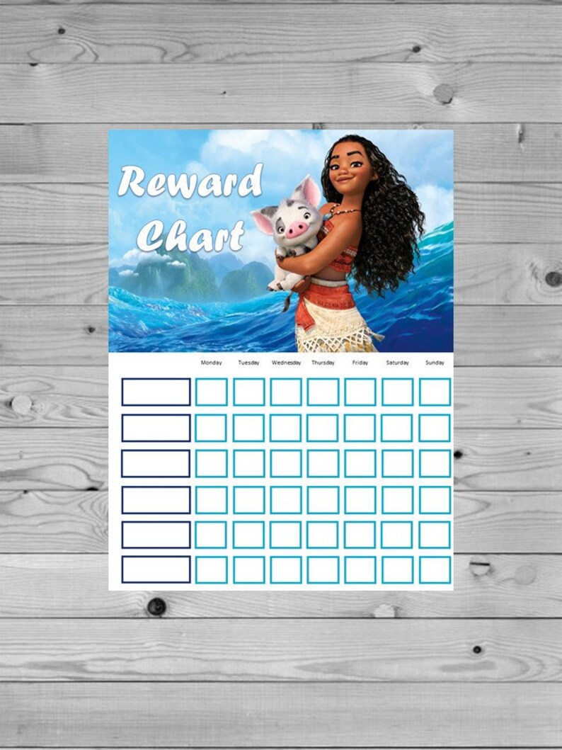 Moana - Reward Chart - Chore Chart - NO NAME - Etsy