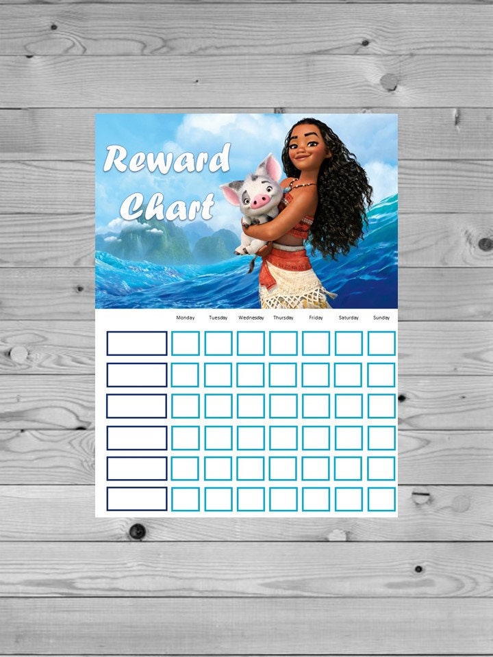 Moana - Reward Chart - Chore Chart - NO NAME - Etsy