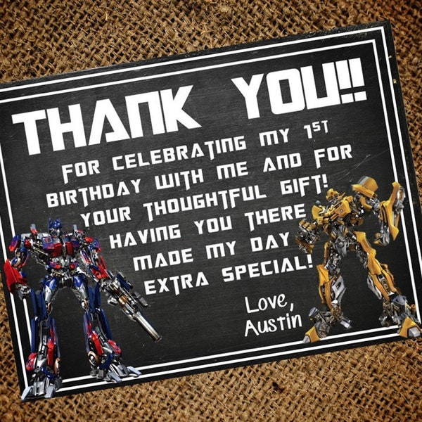 Transformer Thank You Cards - Etsy
