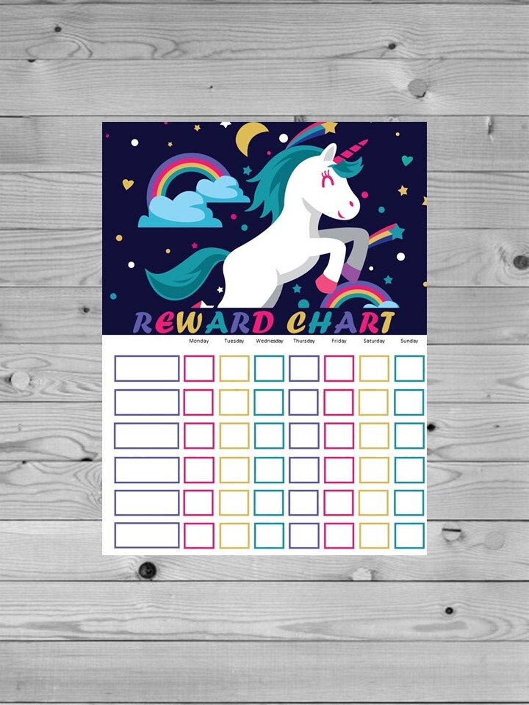 Unicorn - Reward Chart - Chore Chart - NO NAME - Etsy