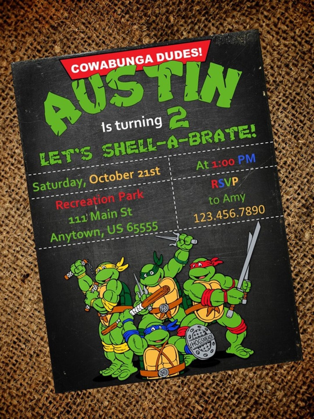 Teenage Mutant Ninja Turtles Birthday Invitation - TMNT - Boy Birthday ...