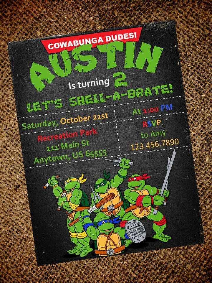 Teenage Mutant Ninja Turtles Invitations Etsy