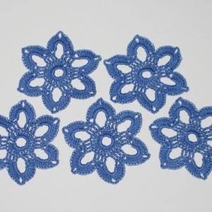 9 Blue Crochet Flower Ornaments. Crochet Christmas Decor. Lace ...