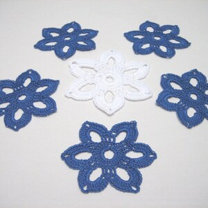 9 Blue Crochet Flower Ornaments. Crochet Christmas Decor. Lace ...
