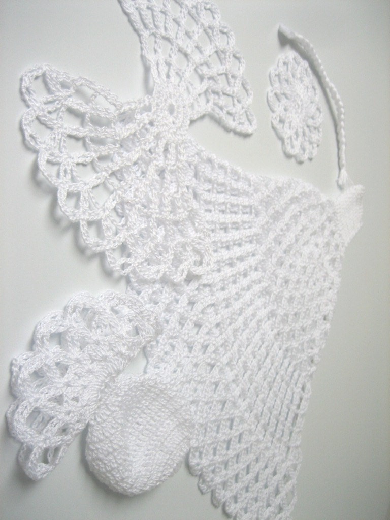 FLAT Angel. White Tall Crochet Angel. Angel Decoration. Christmas Angel ...