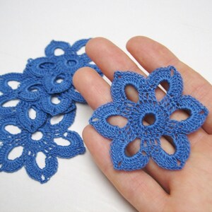 9 Blue Crochet Flower Ornaments. Crochet Christmas Decor. Lace ...