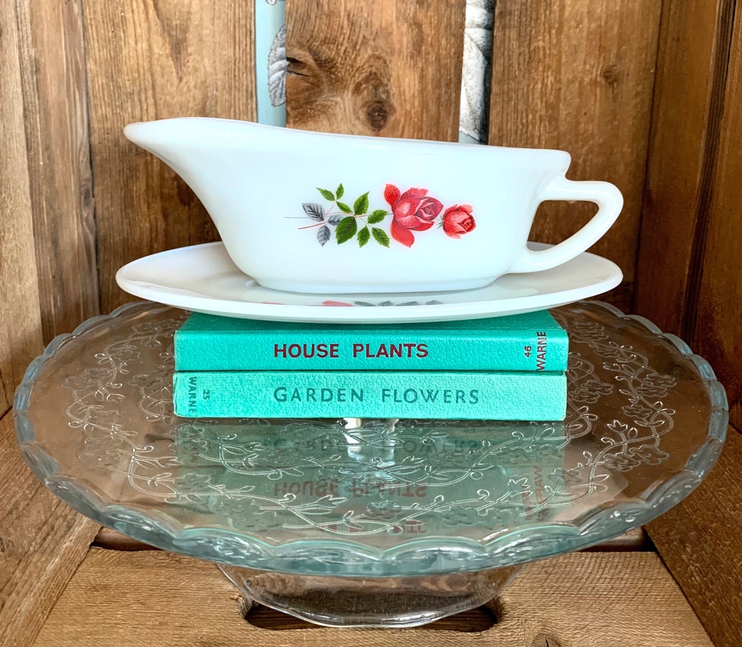 Vintage JAJ Pyrex ‘june Rose’ Pattern Serving Jug & Saucer. Made in ...