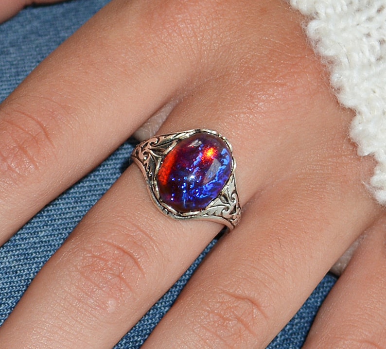 Fire Opal Ring Fantasy Ring Dragons Breath Ring Glass - Etsy